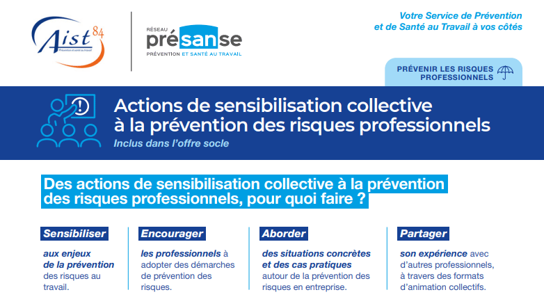 Offre socle - Actions de sensibilisation collective à la prévention des risques professionnels ...